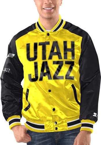 STARTER Men's Starter Yellow/Black Utah Jazz Renegade Satin Full-Snap ...