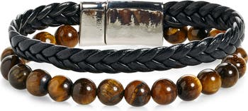 Stephan & Co. Beads & Braided Two Row Bracelet | Nordstromrack