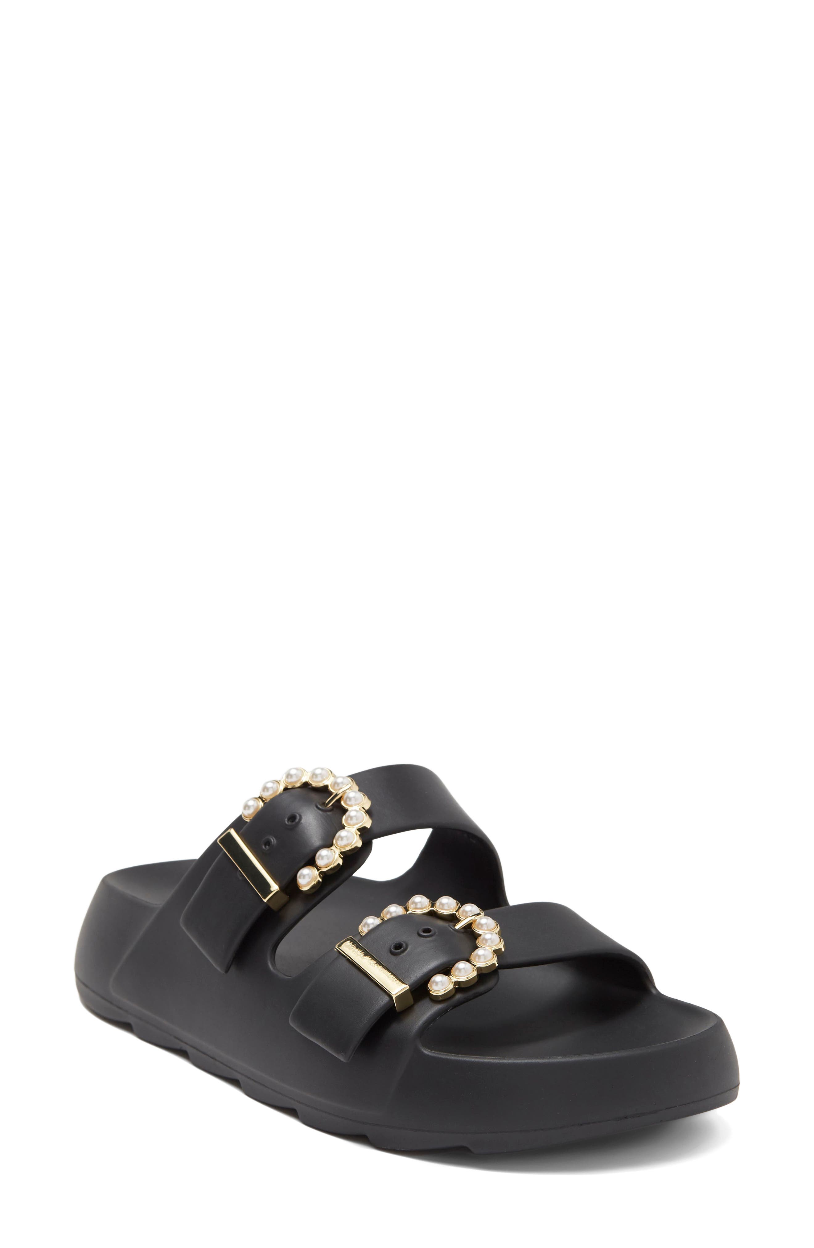 Stuart Weitzman Imitation Pearl Buckle Slide Sandal (Women) | Nordstromrack