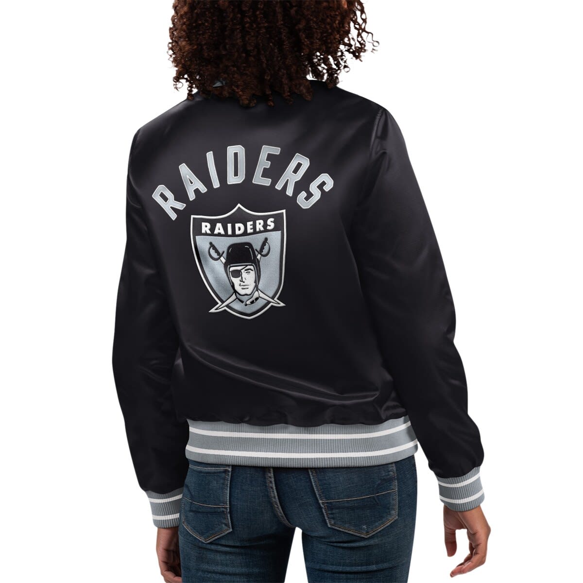 STARTER Women's Starter Black Las Vegas Raiders Full Count Satin Full ...