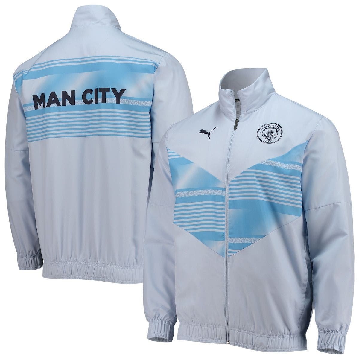 PUMA Men's Puma Sky Blue Manchester City 2022/23 Pre-Match Full-Zip ...