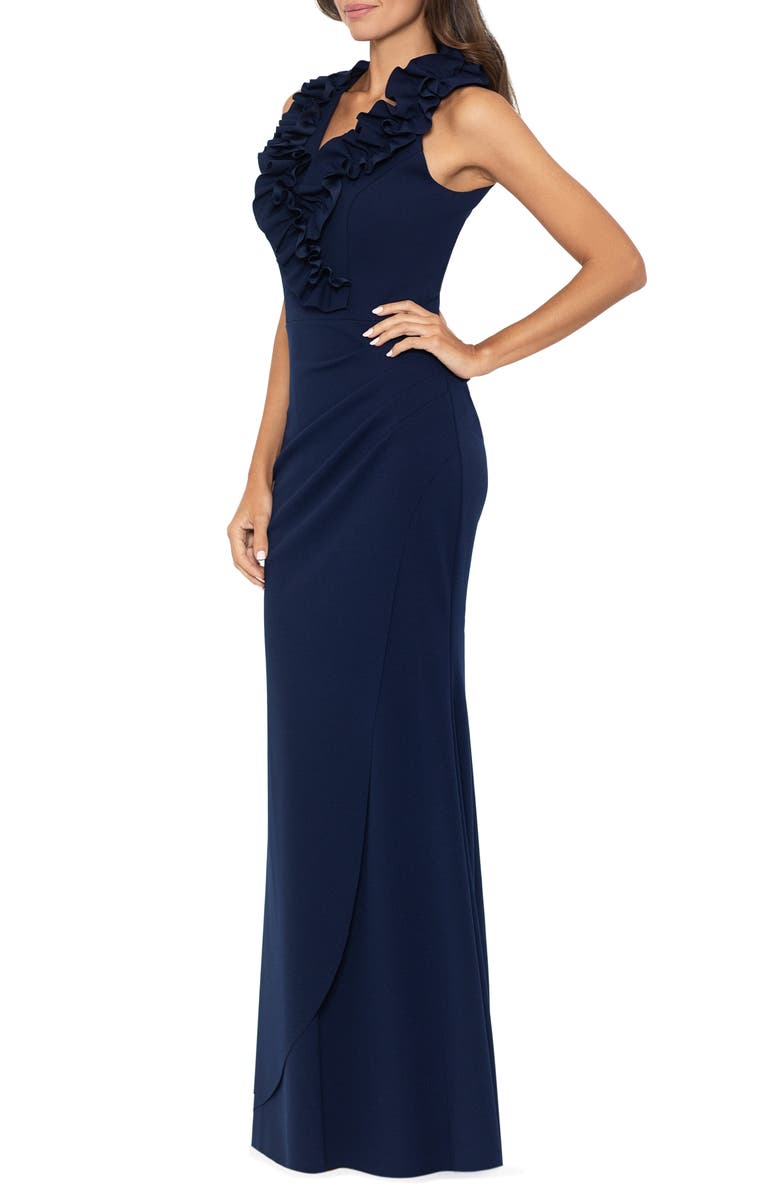 Xscape Evenings Ruffle Neck Scuba Crepe Mermaid Gown | Nordstrom