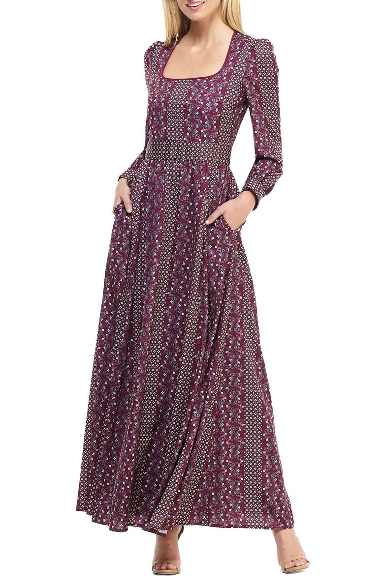 Gal Meets Glam Collection Freya Print Long Sleeve Maxi Dress Nordstrom