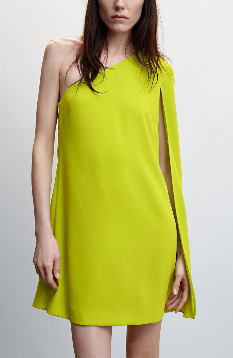MANGO One-Shoulder Cape Sleeve Minidress | Nordstrom