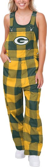 FOCO Women's FOCO Green Green Bay Packers Big Logo Plaid Overalls ...
