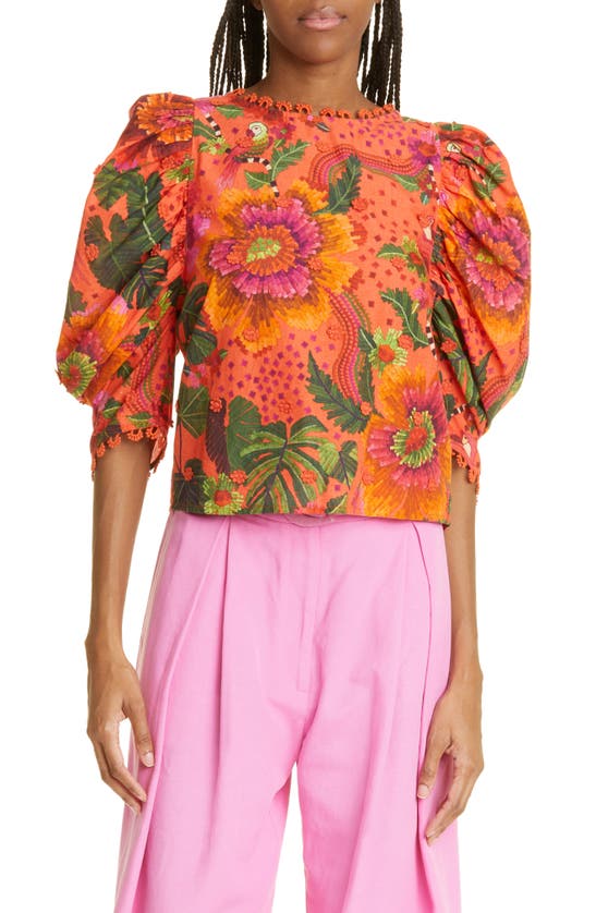 Farm Rio Cotton Blooming Garden Blouse | ModeSens