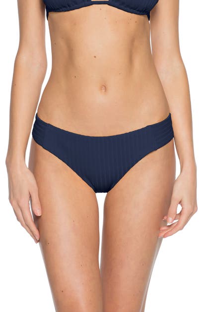 Becca Loreto Ribbed Bikini Bottoms In Navy Modesens