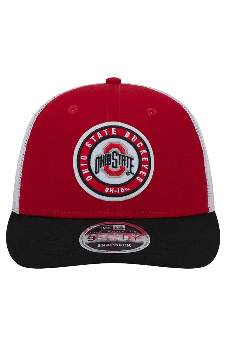 New Era Men's New Era Scarlet Ohio State Buckeyes Throwback Circle Patch 9FIFTY Trucker Snapback ...