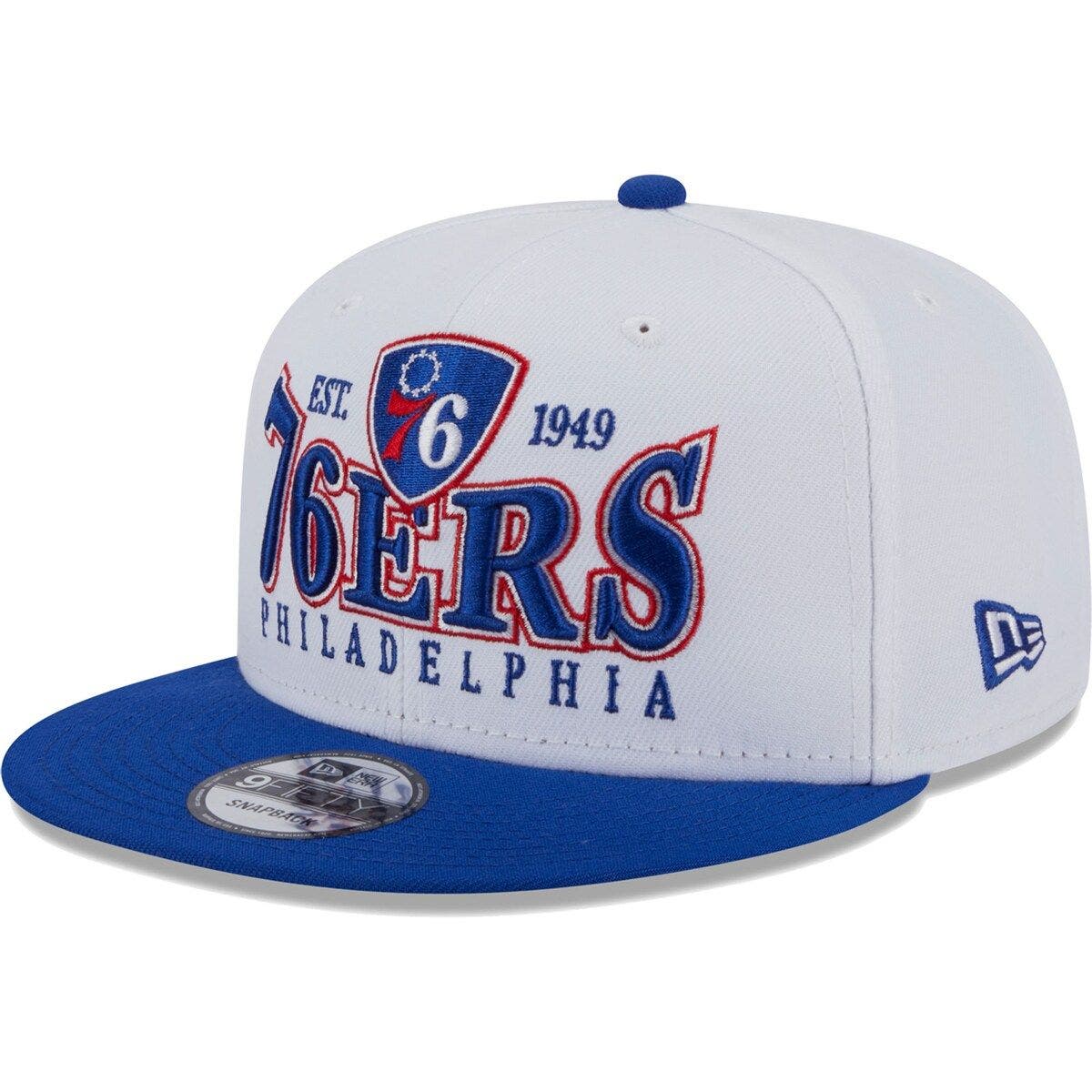 New Era Men's New Era White/Royal Philadelphia 76ers Crest Stack 9FIFTY Snapback Hat | Nordstrom