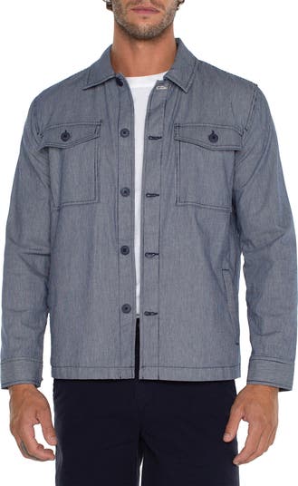 Liverpool Los Angeles Microstripe Flap Pocket Overshirt | Nordstrom