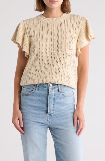 Grey Collective Short Sleeve Pointelle Knit Sweater | Nordstromrack