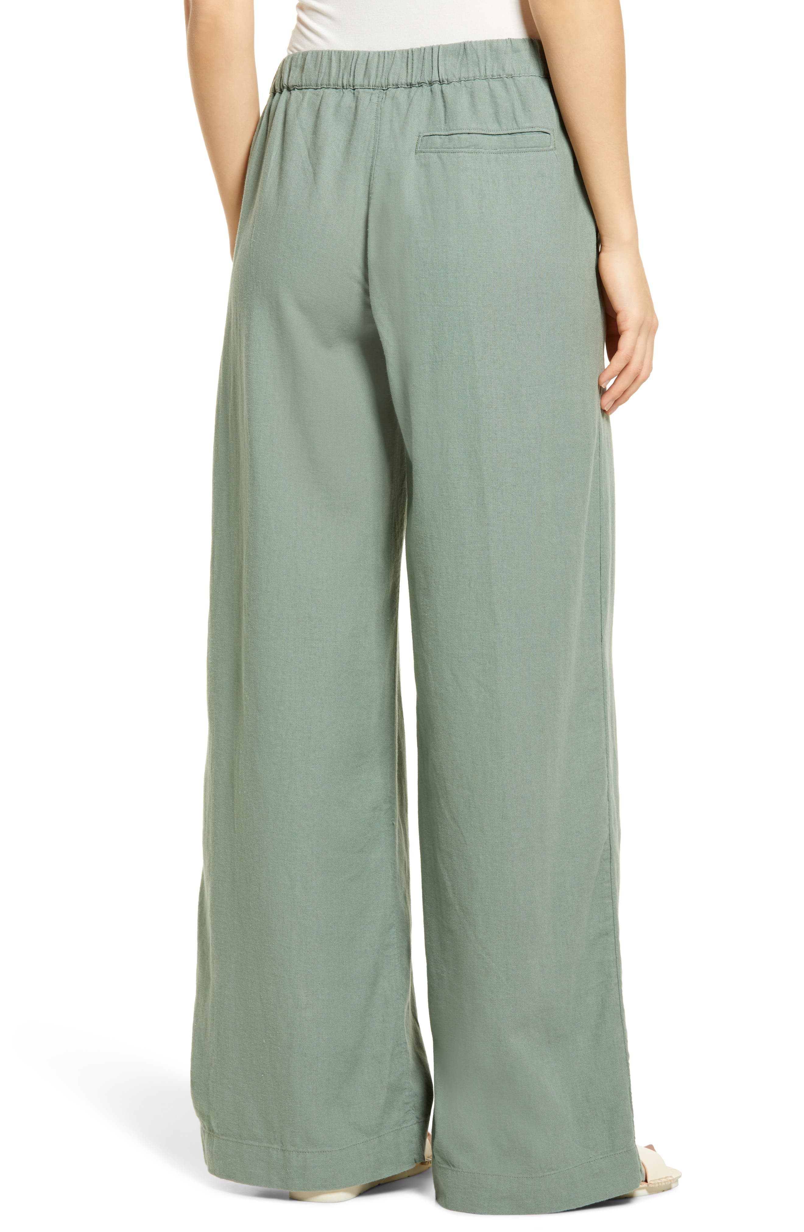 Caslon® Wide Leg Pull-On Linen Blend Pants | Nordstrom