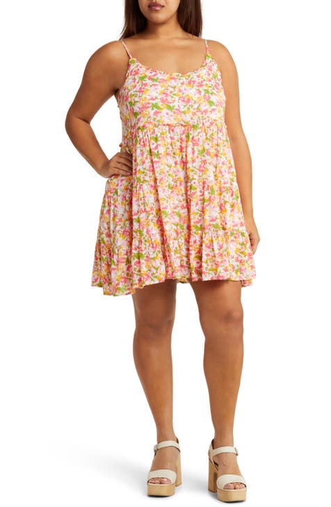 Floral Tiered Babydoll Minidress (Plus Size)