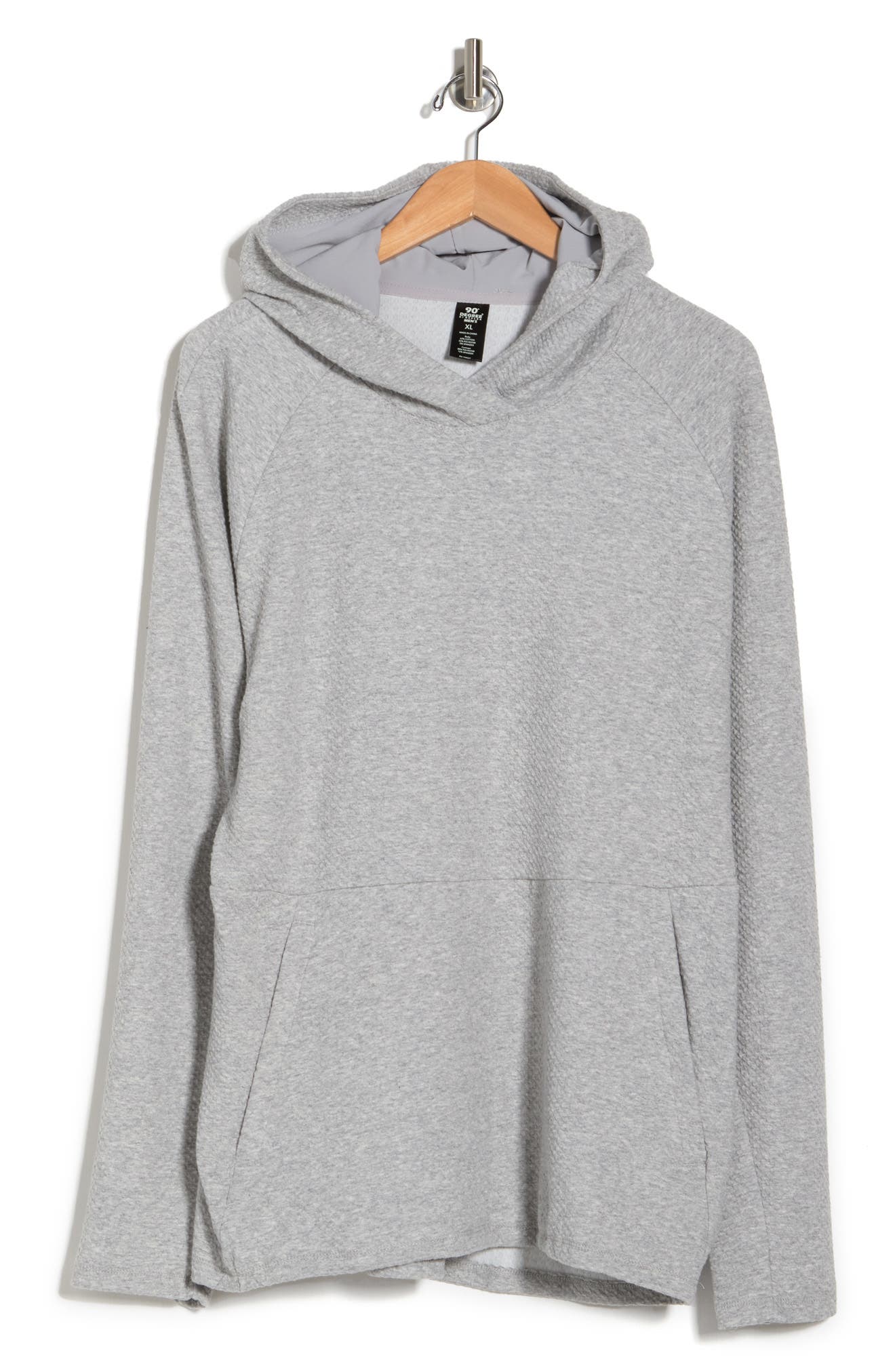 90 DEGREE BY REFLEX Textured Knit Pullover Hoodie | Nordstromrack