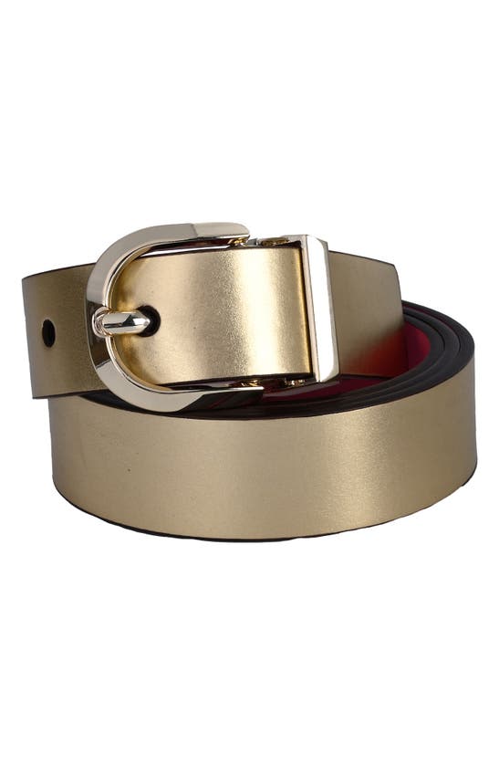 Kate Spade Reversible Metallic Leather Belt In Metallic Gold / Mochi ...