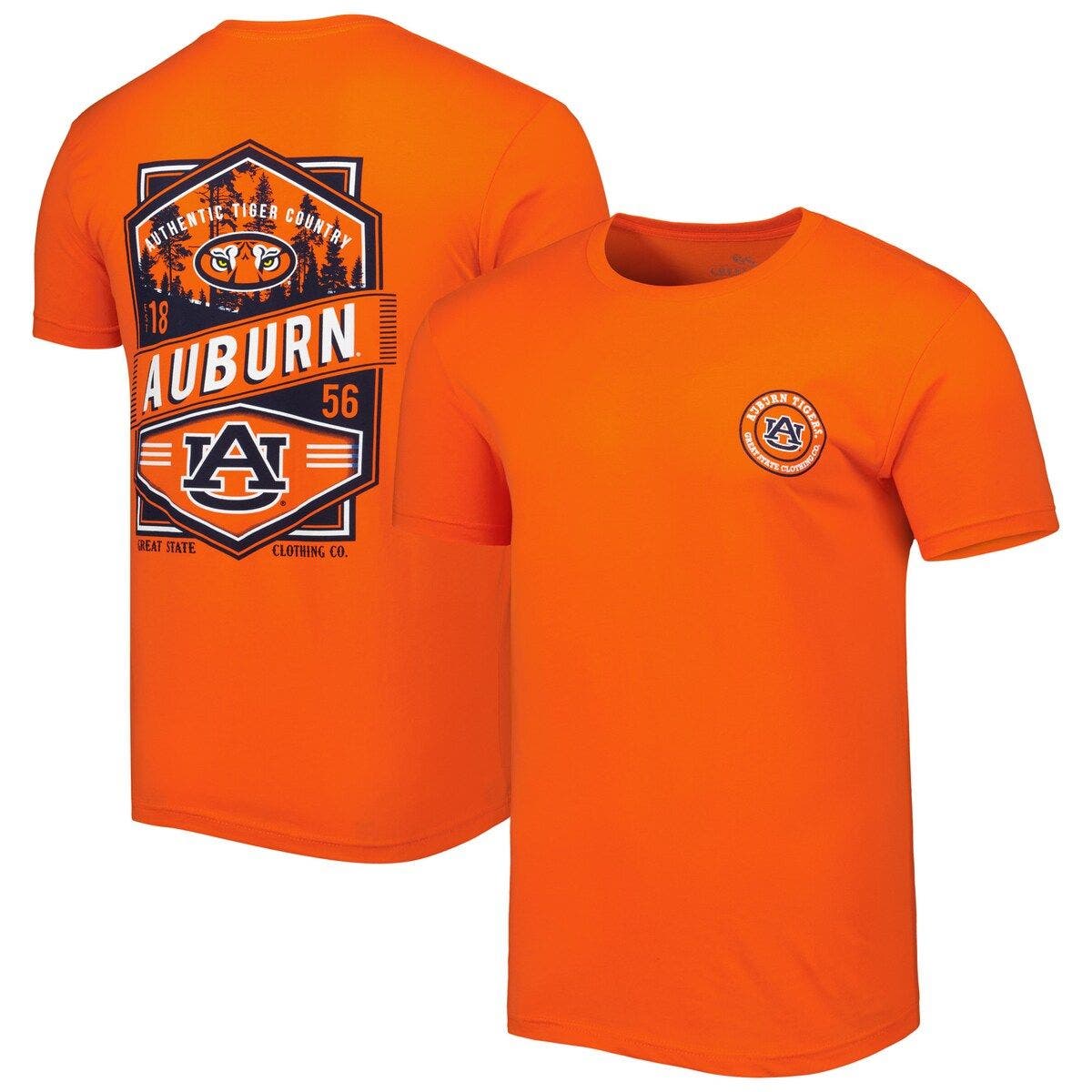 GREAT STATE CLOTHING Men's Orange Auburn Tigers Double Diamond Crest T ...