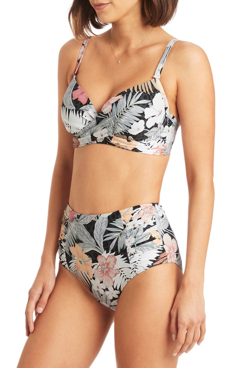 Sea Level Calypso Floral Print Gathered Side Bikini Bottoms Nordstrom
