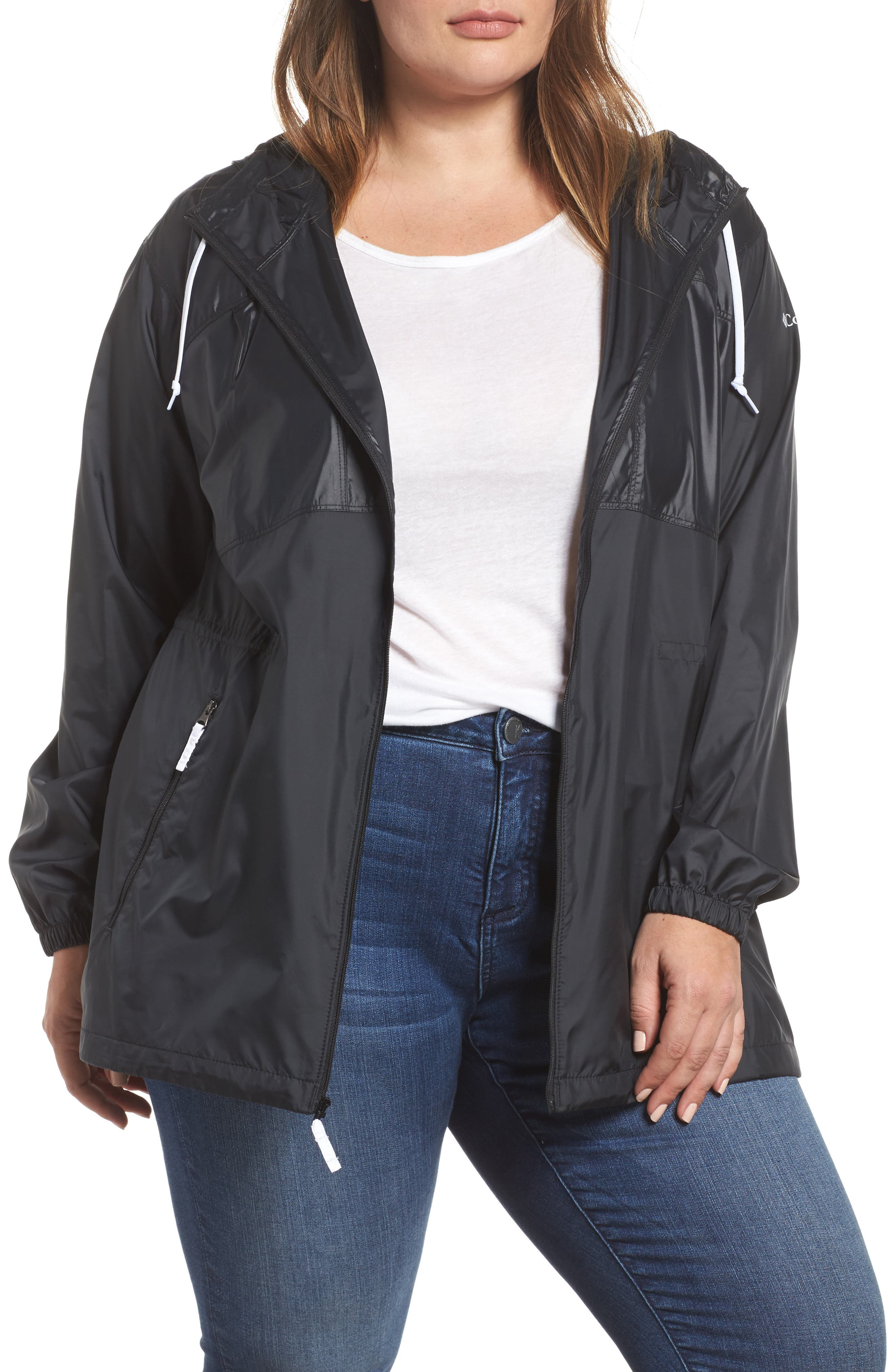Columbia Flashback™ Water Resistant Hooded Windbreaker (Plus Size ...