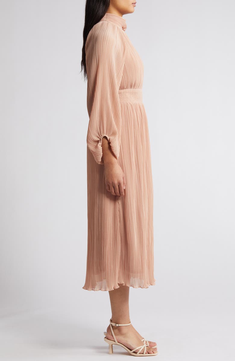 ZOE AND CLAIRE Long Sleeve Plissé Midi Dress | Nordstrom