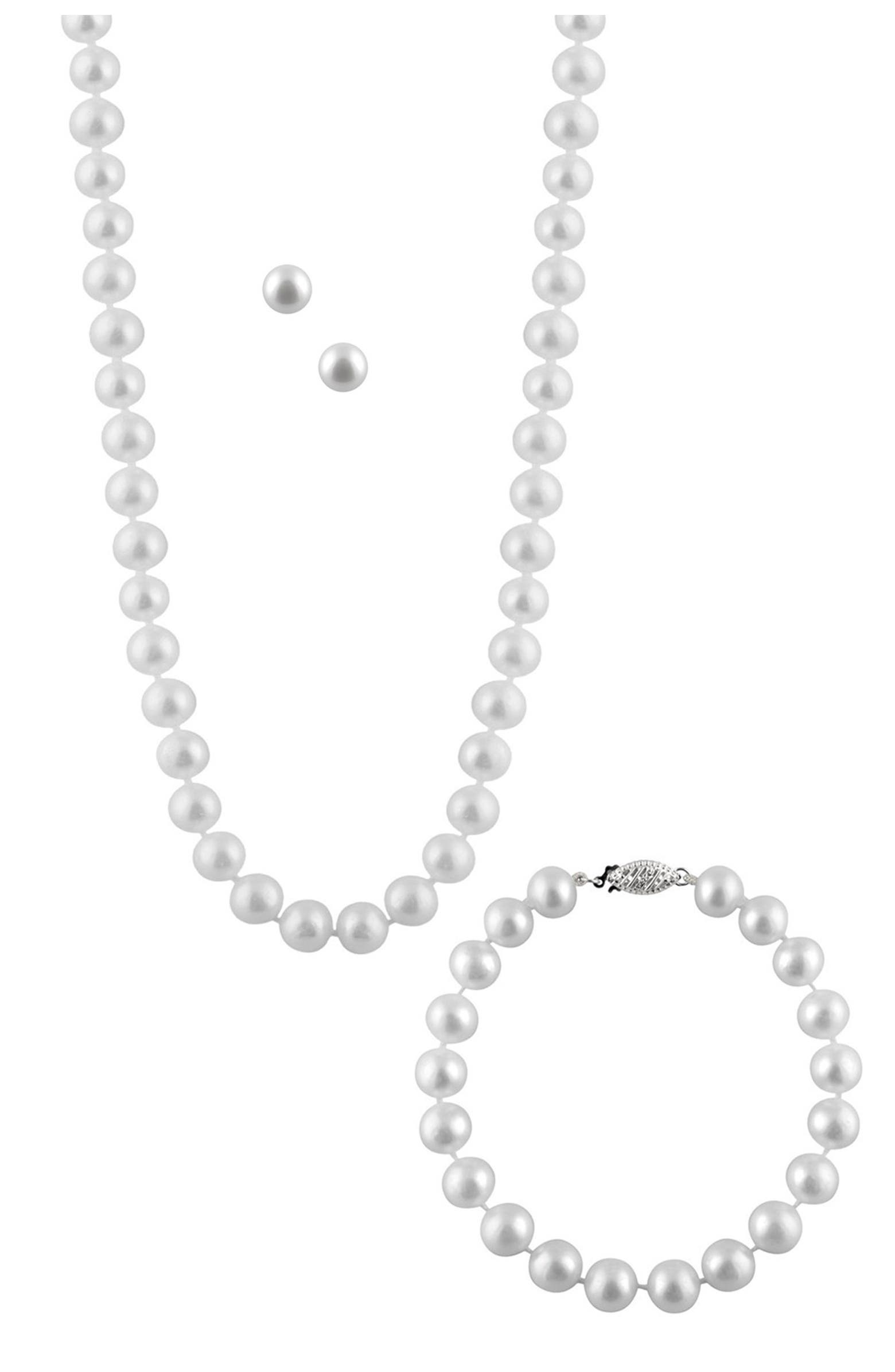 Splendid Pearls 7 8mm Freshwater Pearl Necklace Bracelet And Earrings
