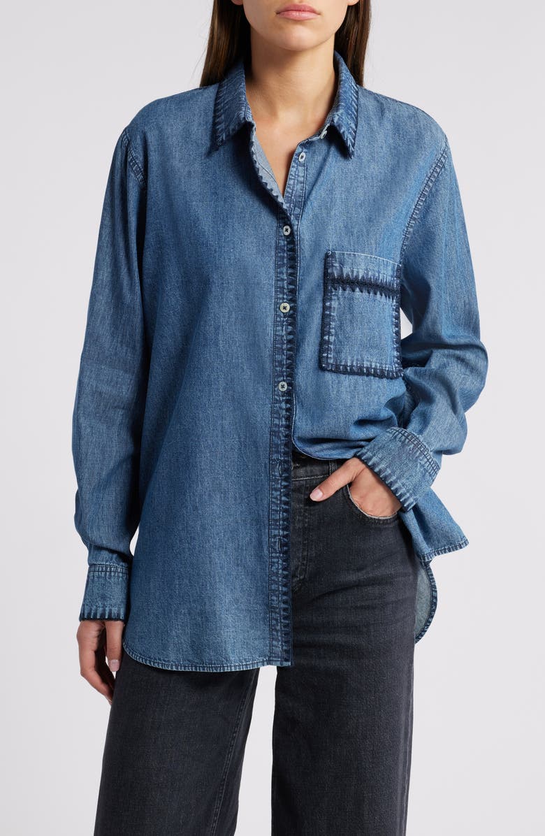 Rails Saya Embroidered Detail Chambray Button-Up Shirt | Nordstrom