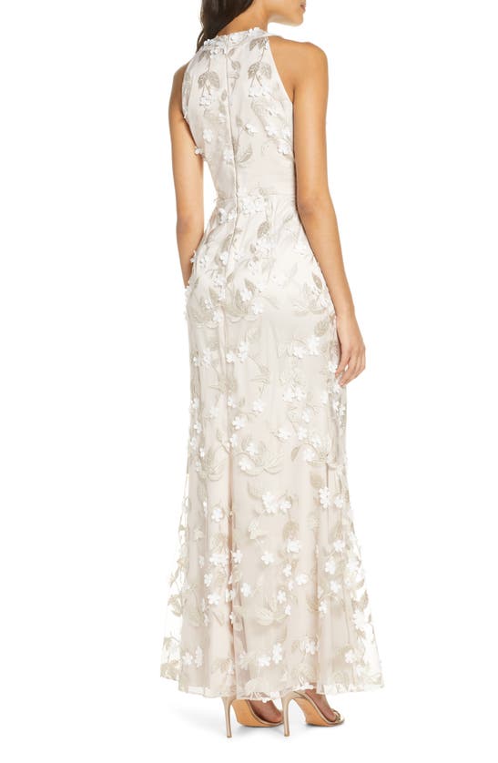 Eliza J Floral Applique Gown In Beige White Modesens