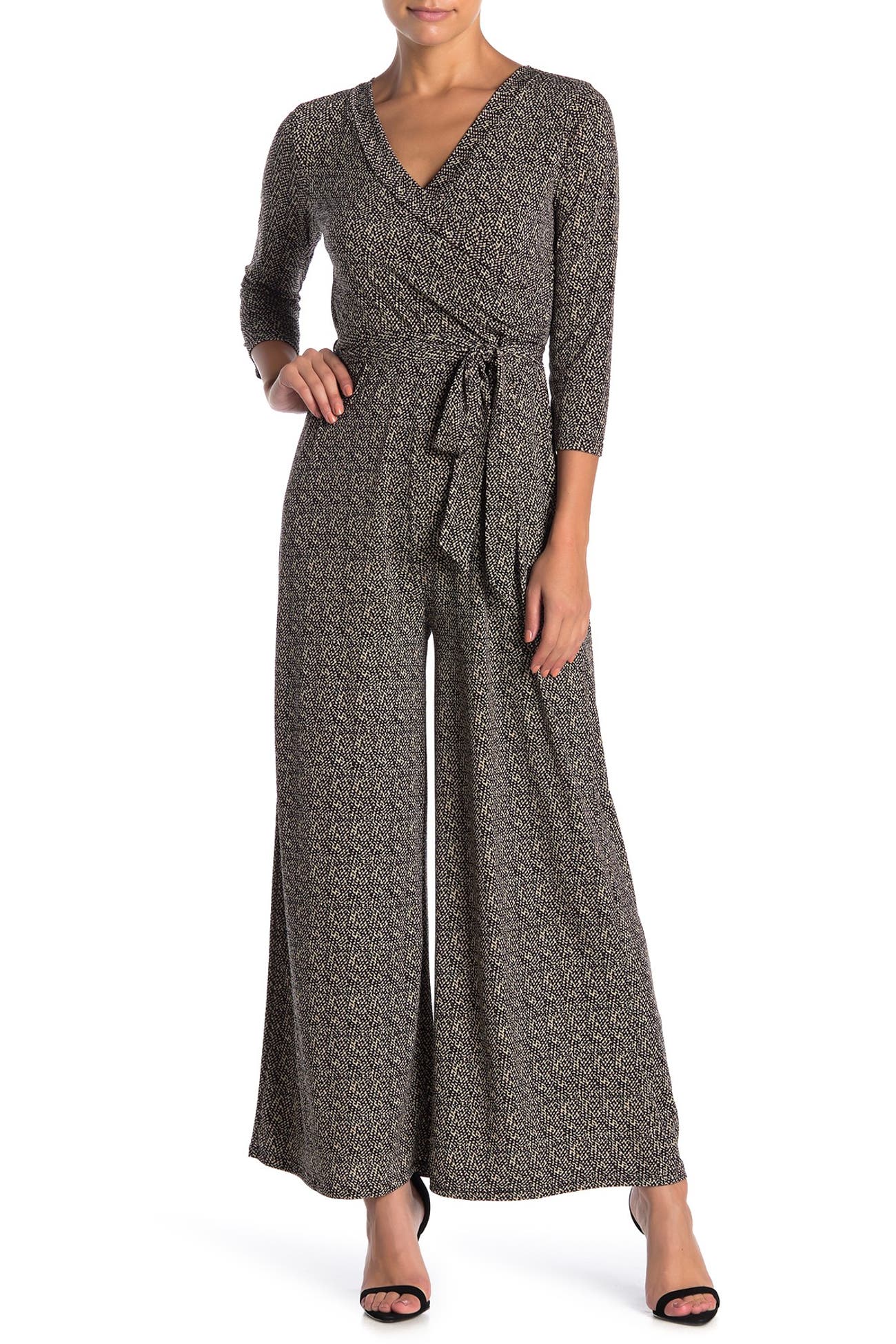 WEST KEI | 3/4 Length Sleeve Wrap Wide Leg Jumpsuit | Nordstrom Rack