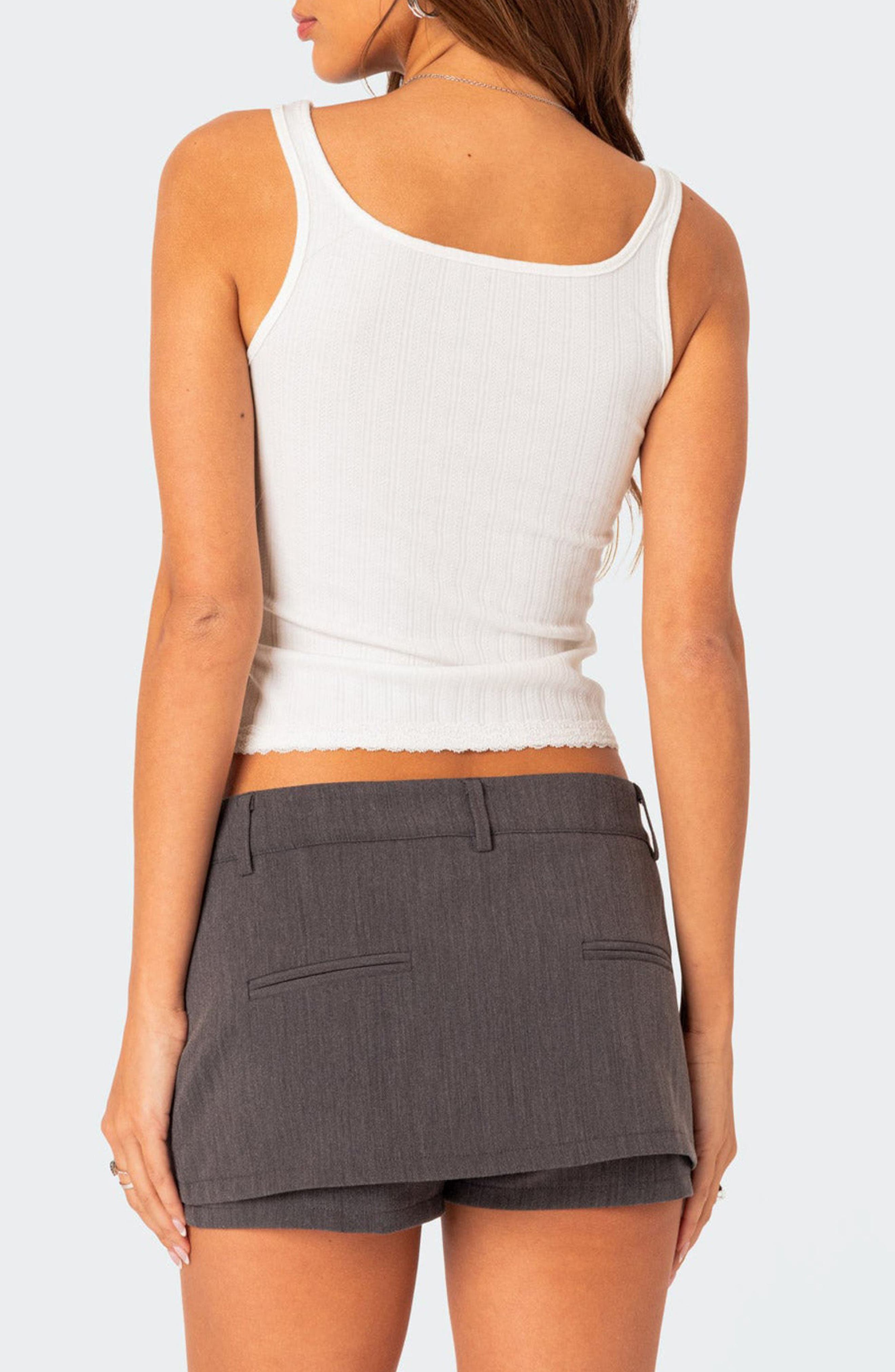 EDIKTED Pointelle Stitch Bow Cutout Tank | Nordstrom