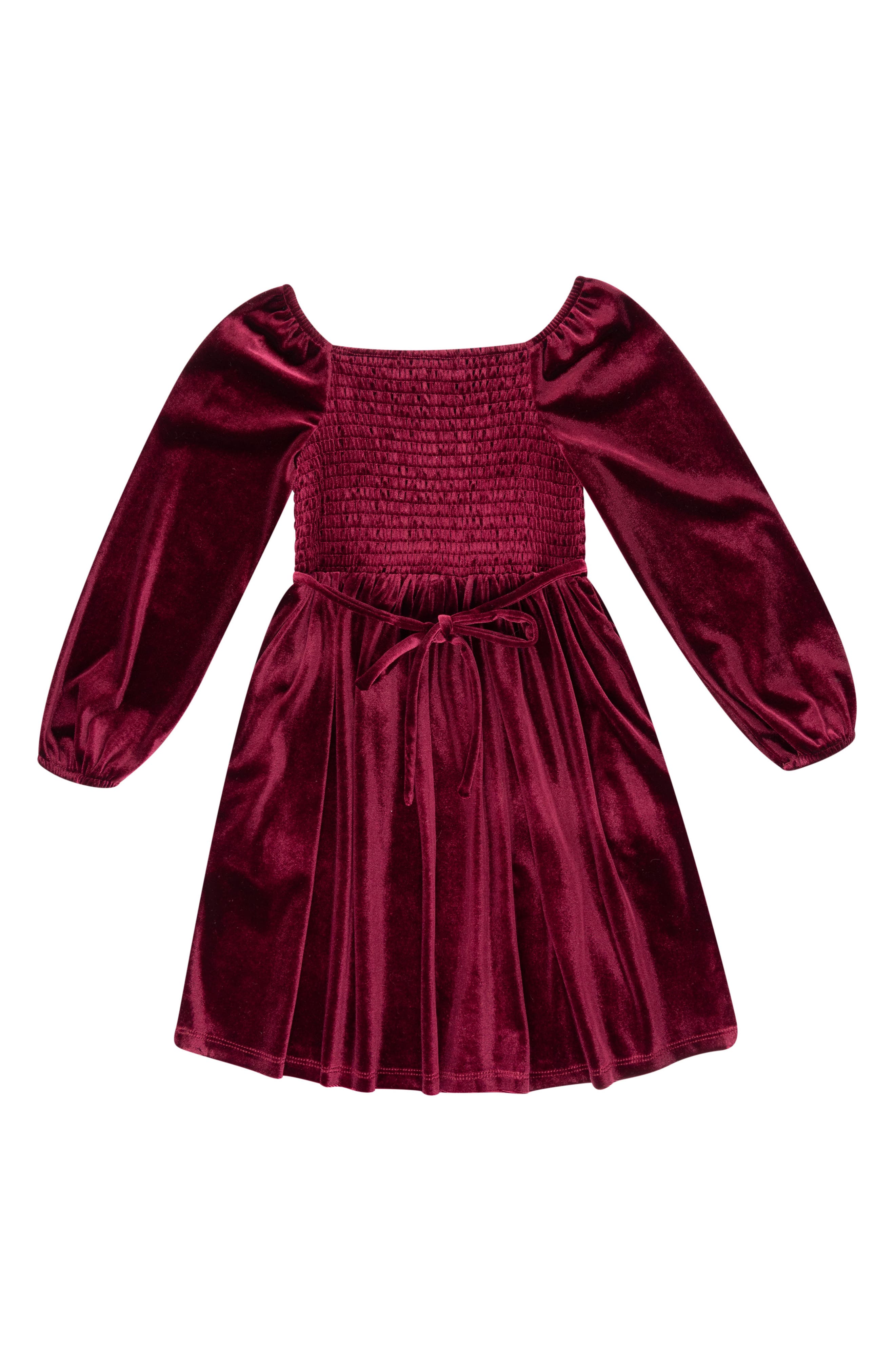 Speechless Kids' Smocked Bodice Long Sleeve Velvet Dress | Nordstromrack