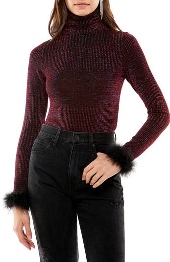 WAYF Besos Metallic Turtleneck Bodysuit | Nordstrom