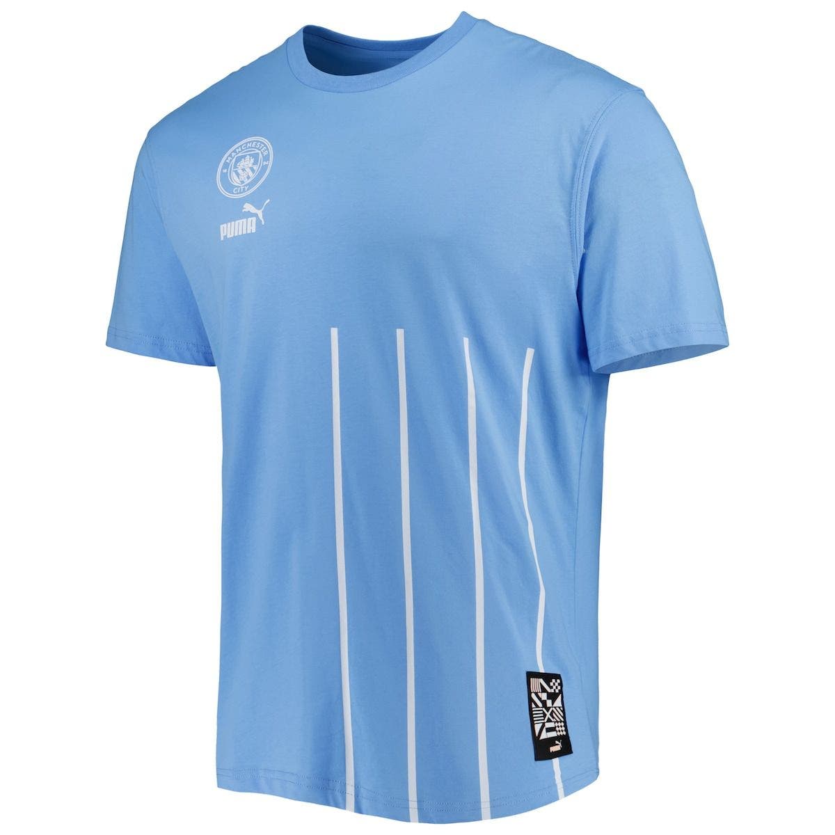 PUMA Men's Puma Sky Blue Manchester City FtblCulture Wordmark T-Shirt ...