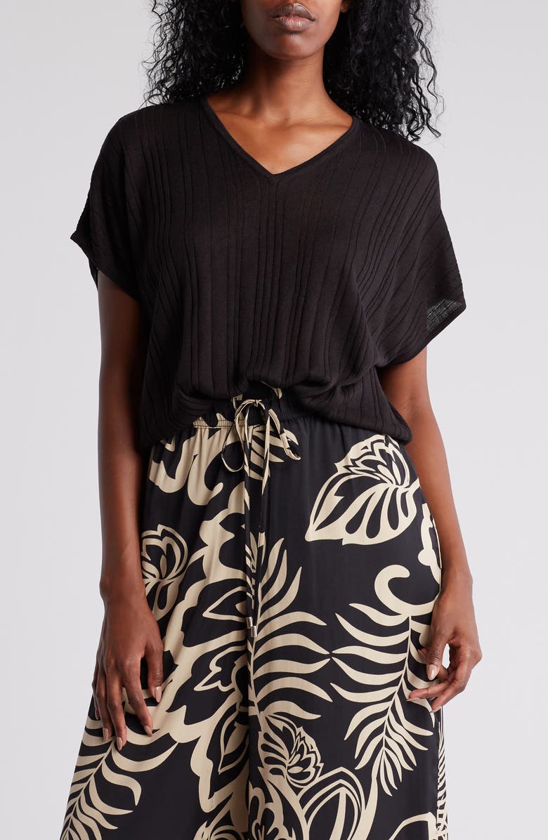 Adrianna Papell V-Neck Vertical Rib Sweater | Nordstromrack