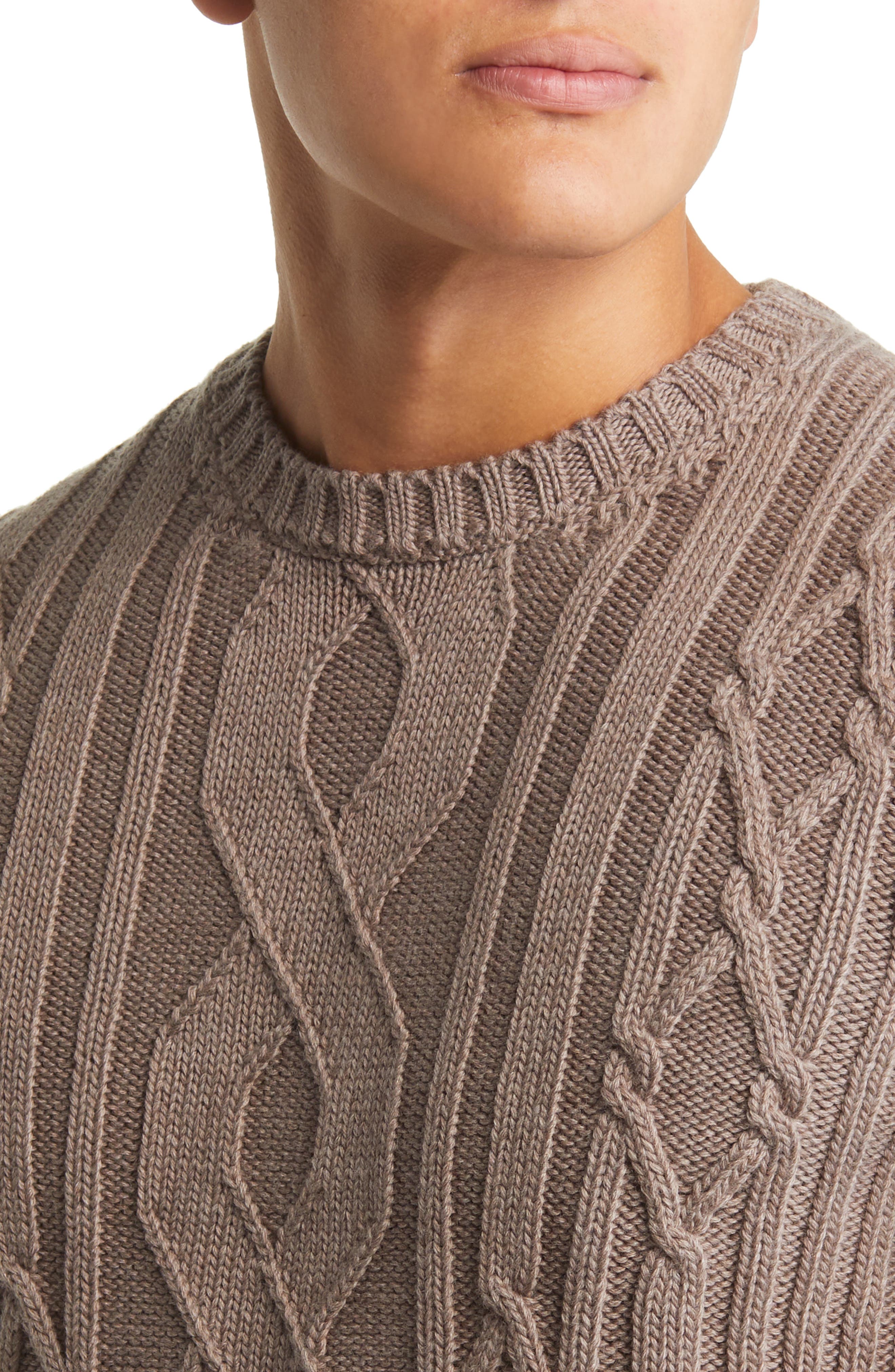 Canali Cable Knit Wool Crewneck Sweater | Nordstrom