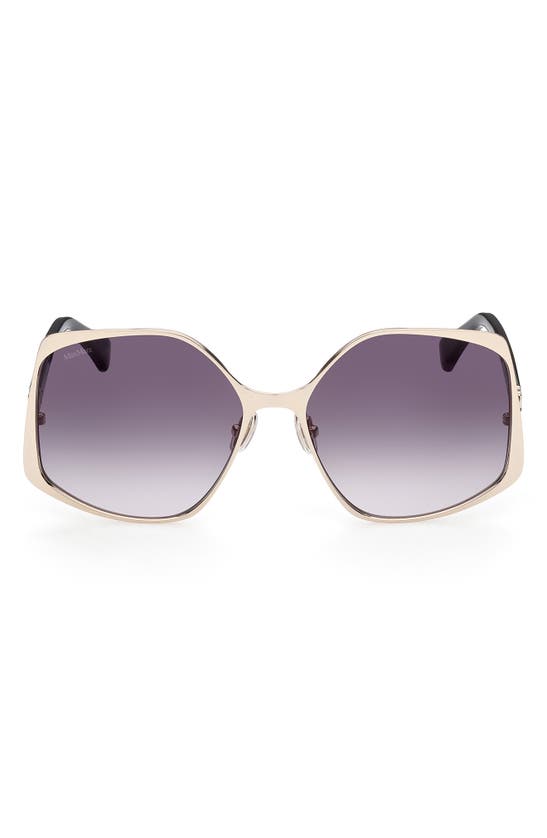 Max Mara 60mm Gradient Geometric Sunglasses In Gold / Gradient Smoke | ModeSens
