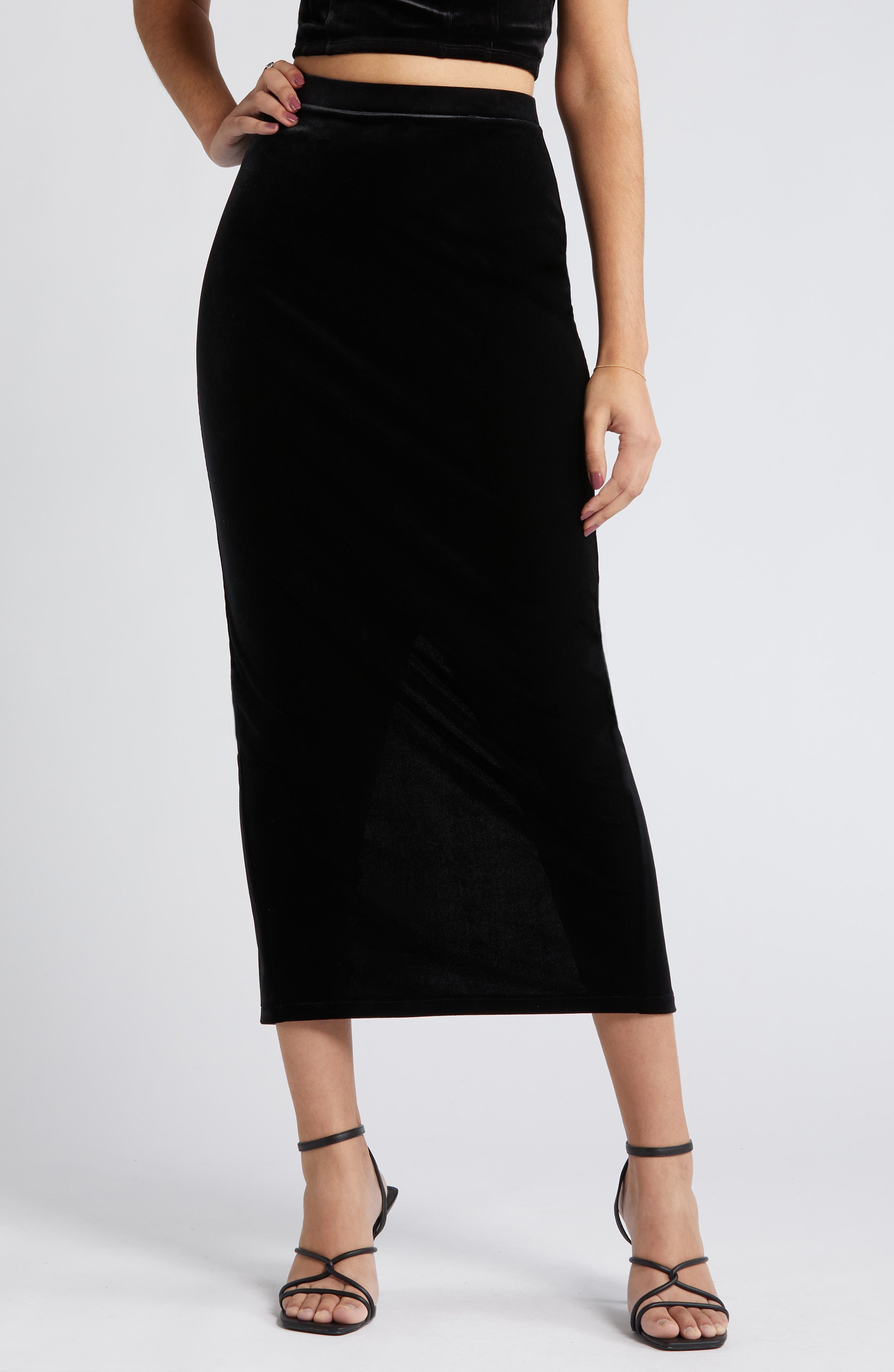 Open Edit Velour Maxi Skirt | Nordstrom