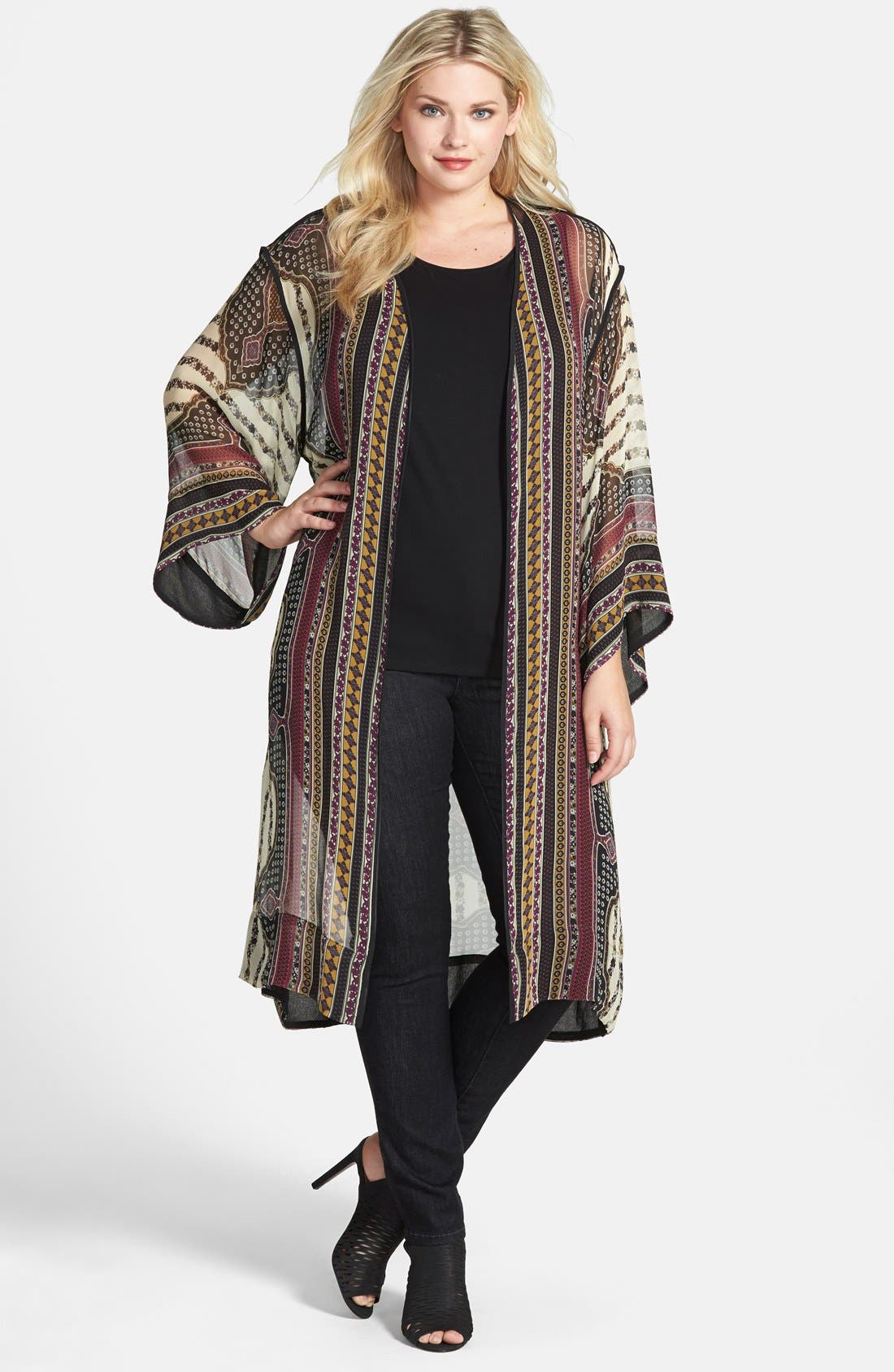 Citron Open Silk Duster (Plus Size) | Nordstrom