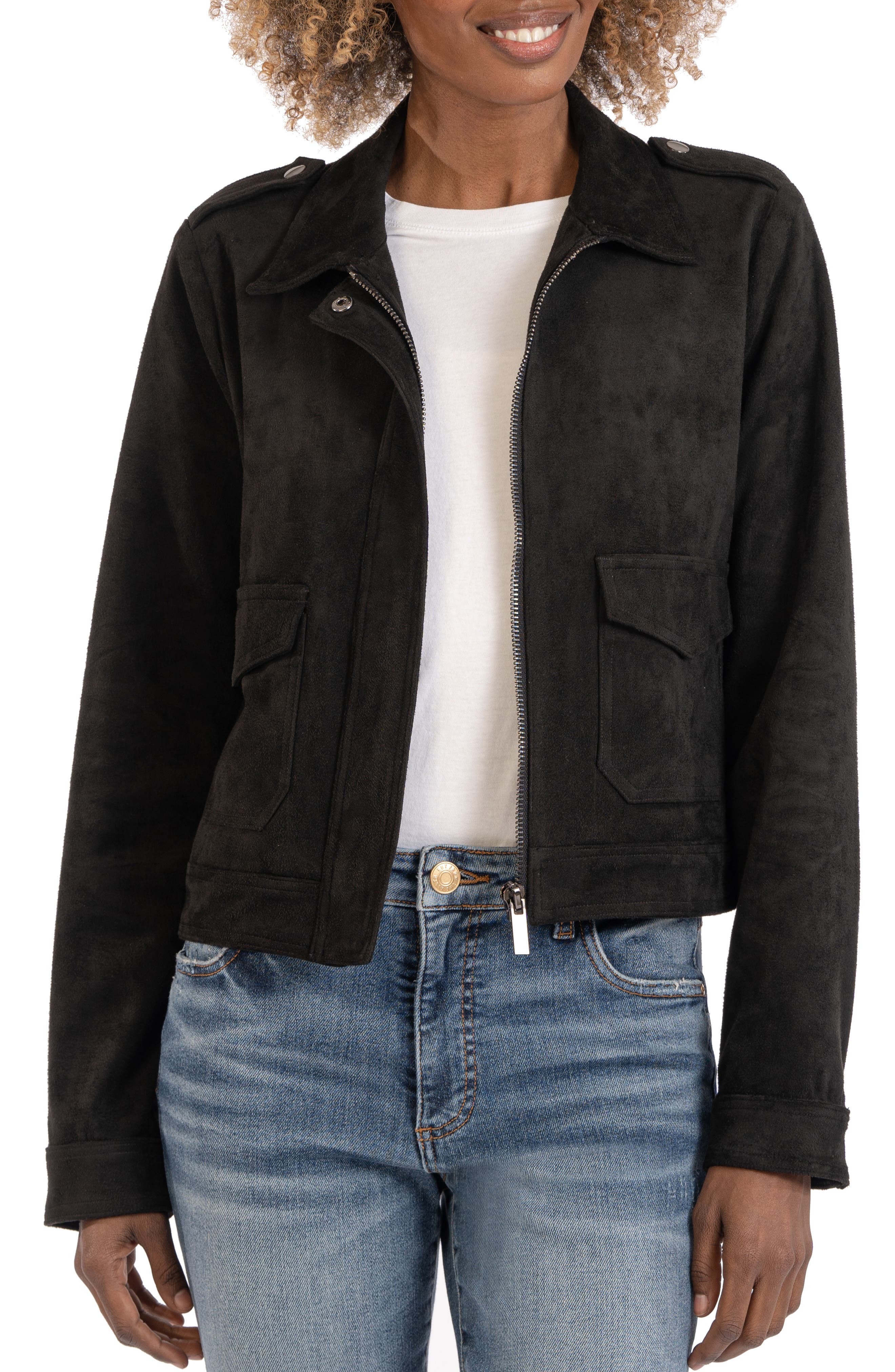 KUT from the Kloth Alena Zip Faux Suede Jacket | Nordstrom