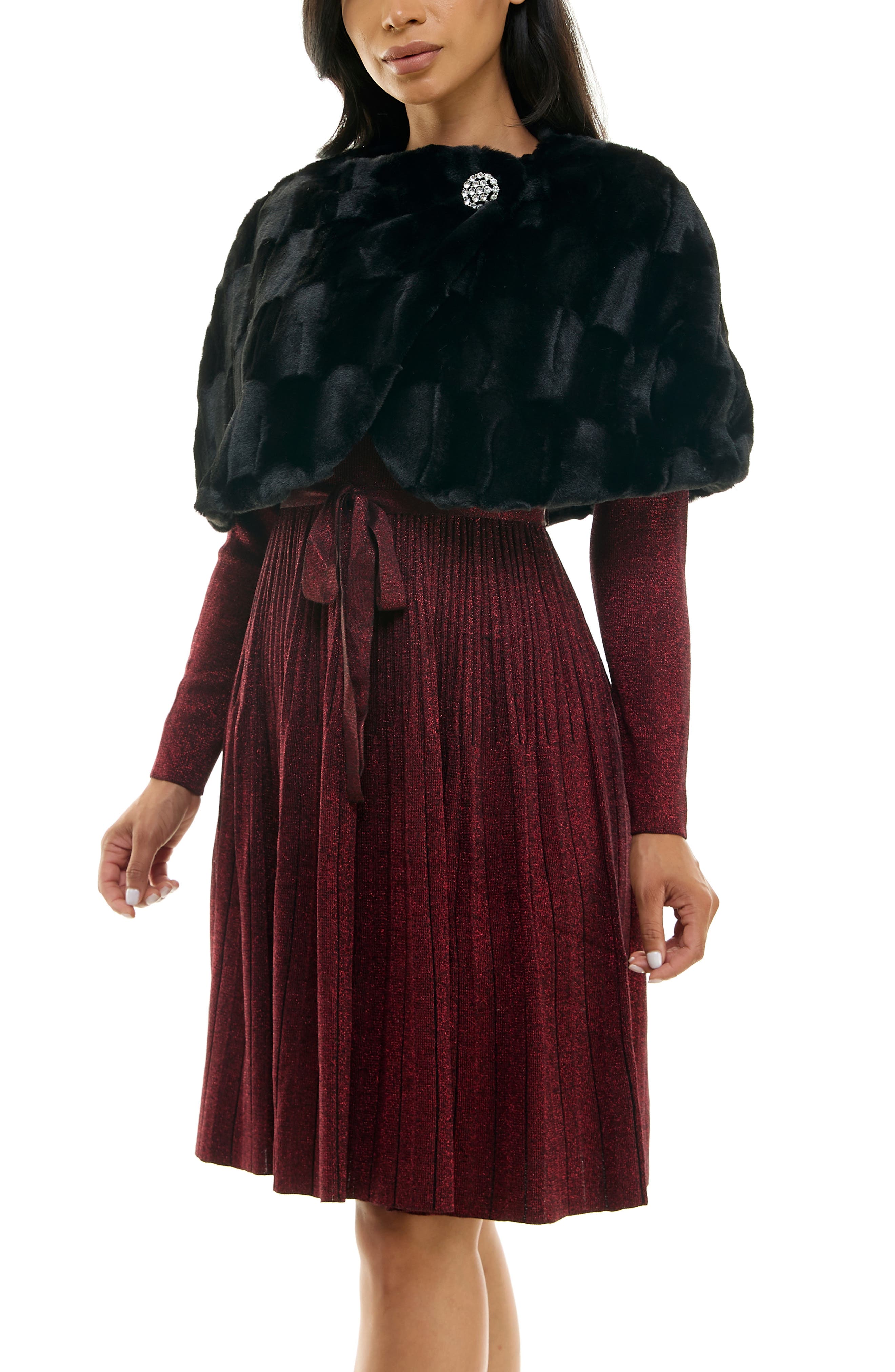 Nina Leonard Wrap Faux Fur Capelet | Nordstromrack