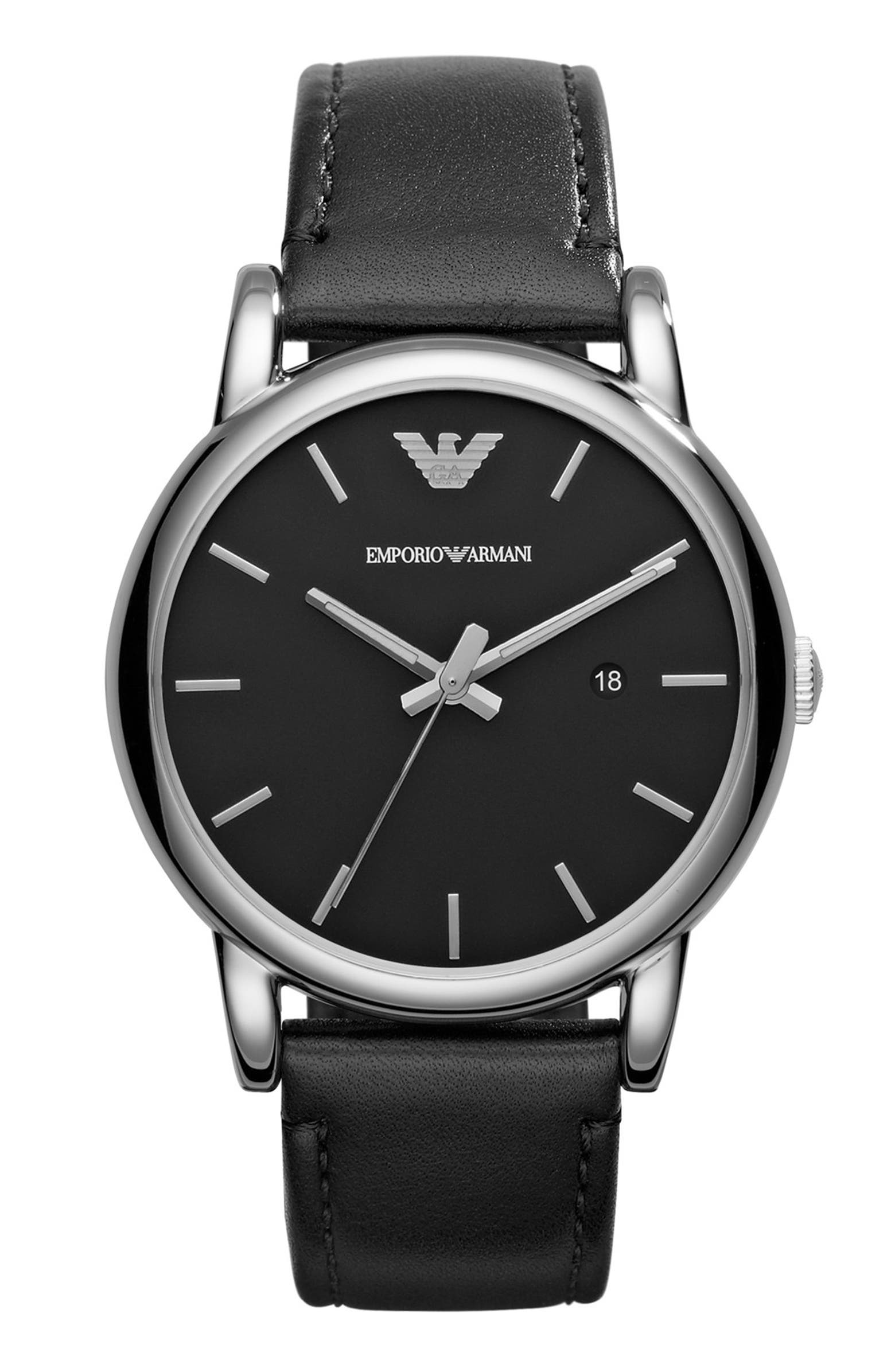 Emporio Armani Leather Strap Watch 41mm Nordstrom