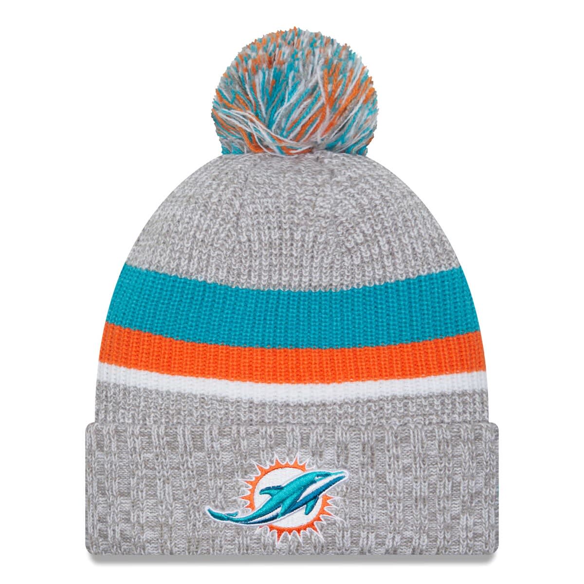 New Era Men's New Era Heather Gray Miami Dolphins Cuffed Knit Hat with ...