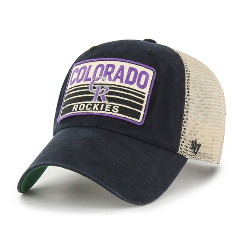 47 ' Black Colorado Rockies Four Stroke Clean Up Trucker Snapback Hat ...