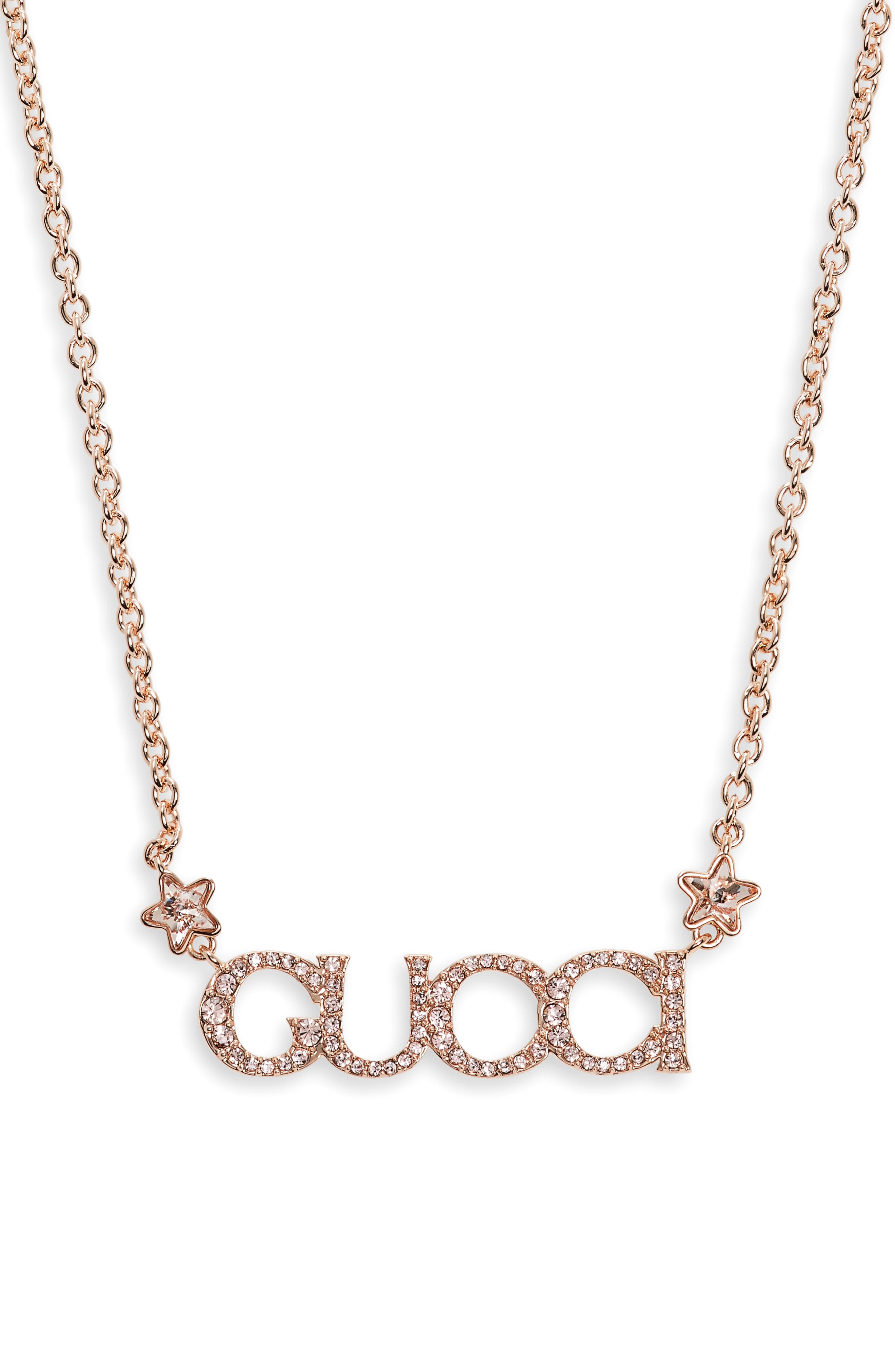 Gucci Crystal Script Necklace | Nordstrom