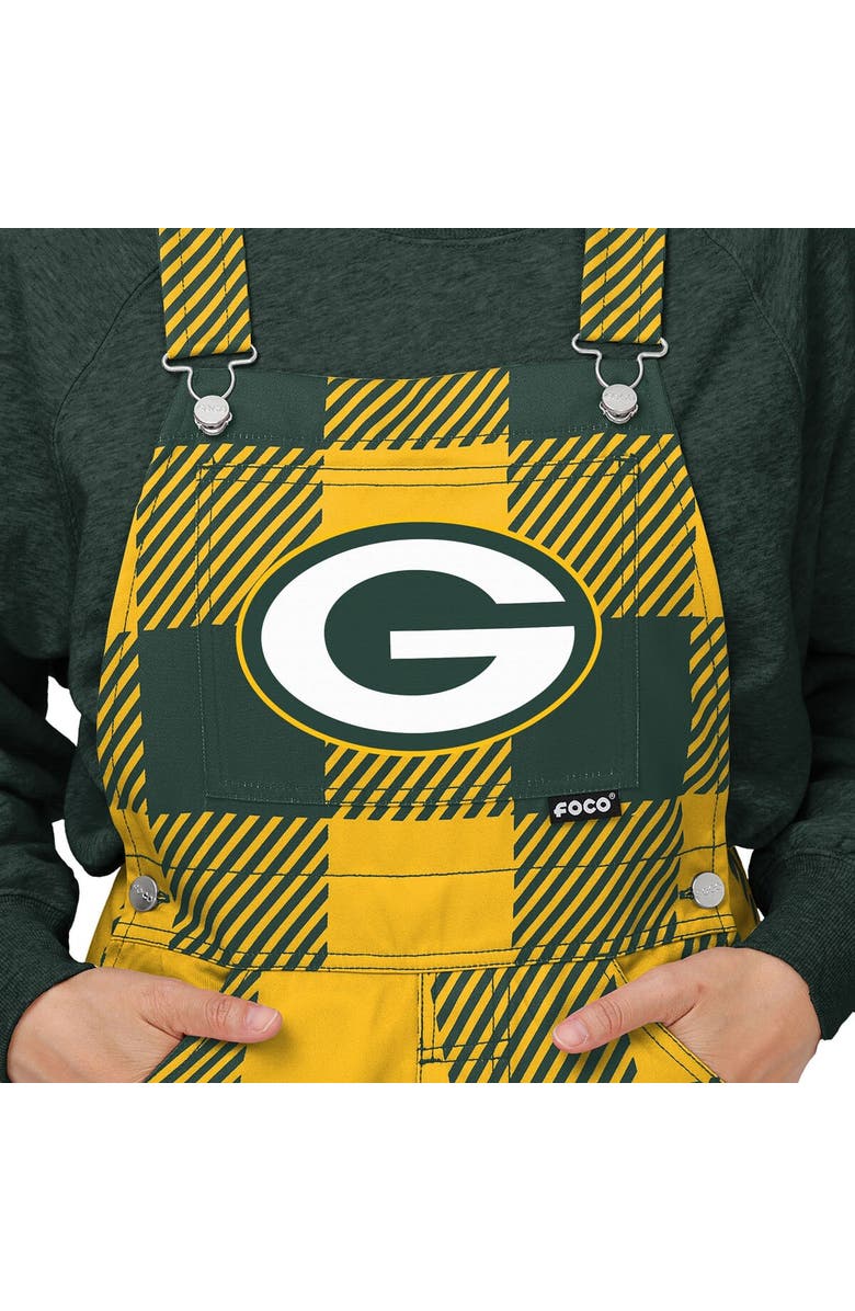 FOCO Women's FOCO Green Green Bay Packers Big Logo Plaid Overalls ...