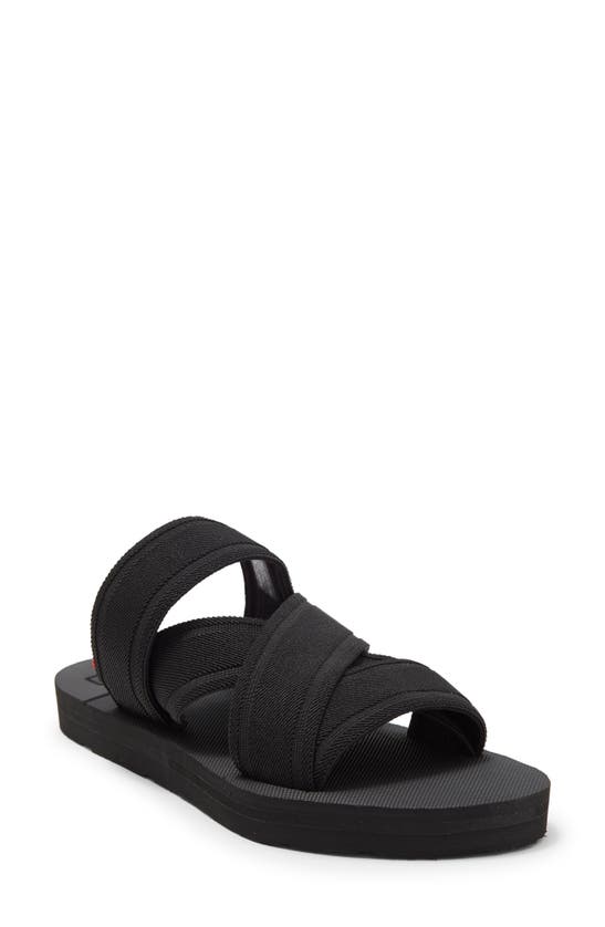 Hunter Elastic Crossover Slide Sandal In Black | ModeSens