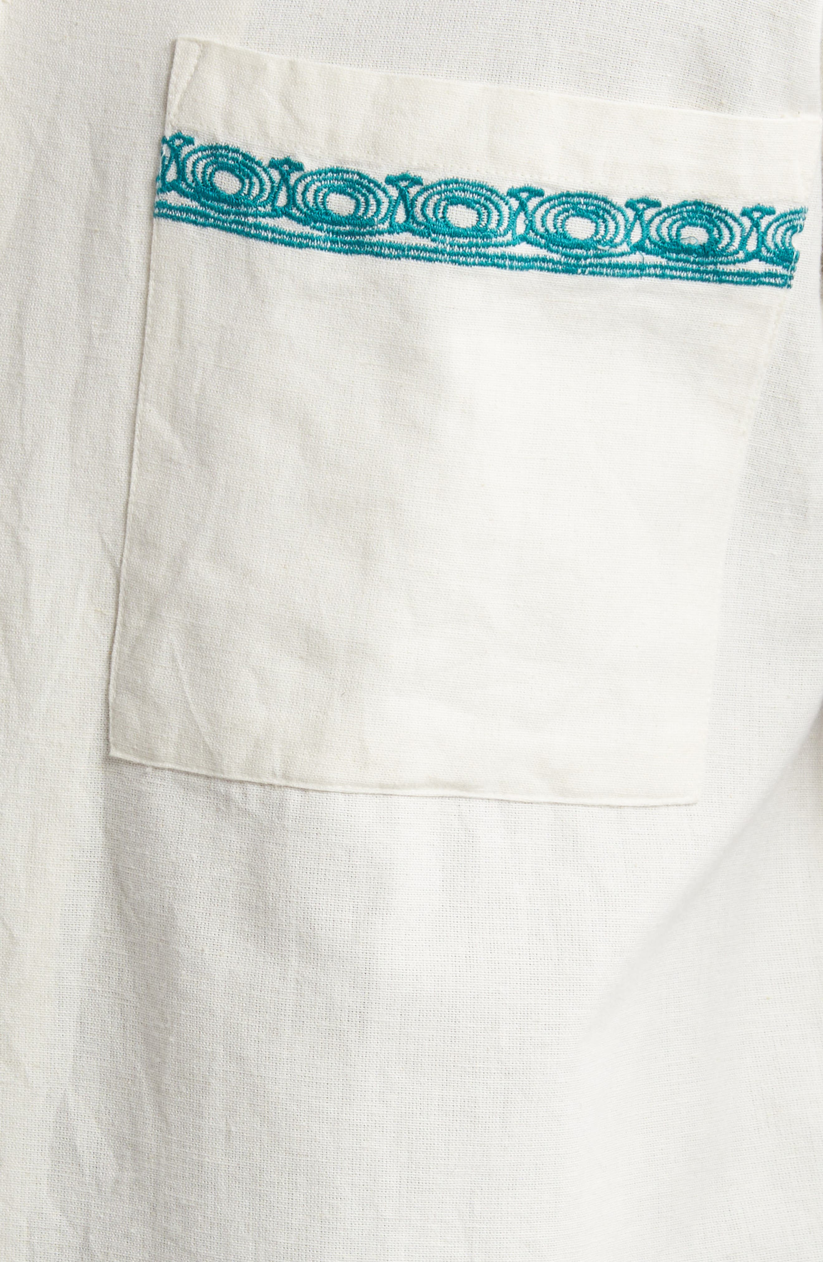 Native Youth Embroidered Short Sleeve Cotton & Linen Button-Up Shirt ...