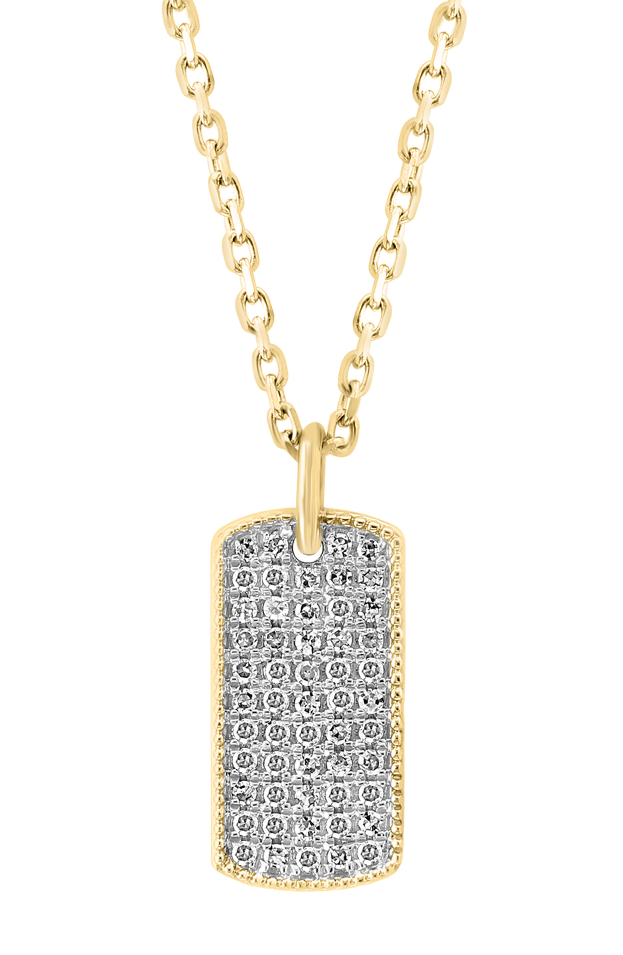 EFFY 14K Yellow Gold Pavé Diamond Dog Tag Pendant Necklace - 0.21ct ...