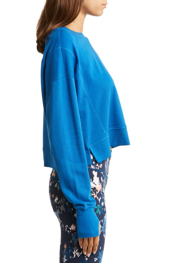 Sweaty Betty After Class Cotton Blend Crop Sweatshirt In Aquatic Blue | ModeSens