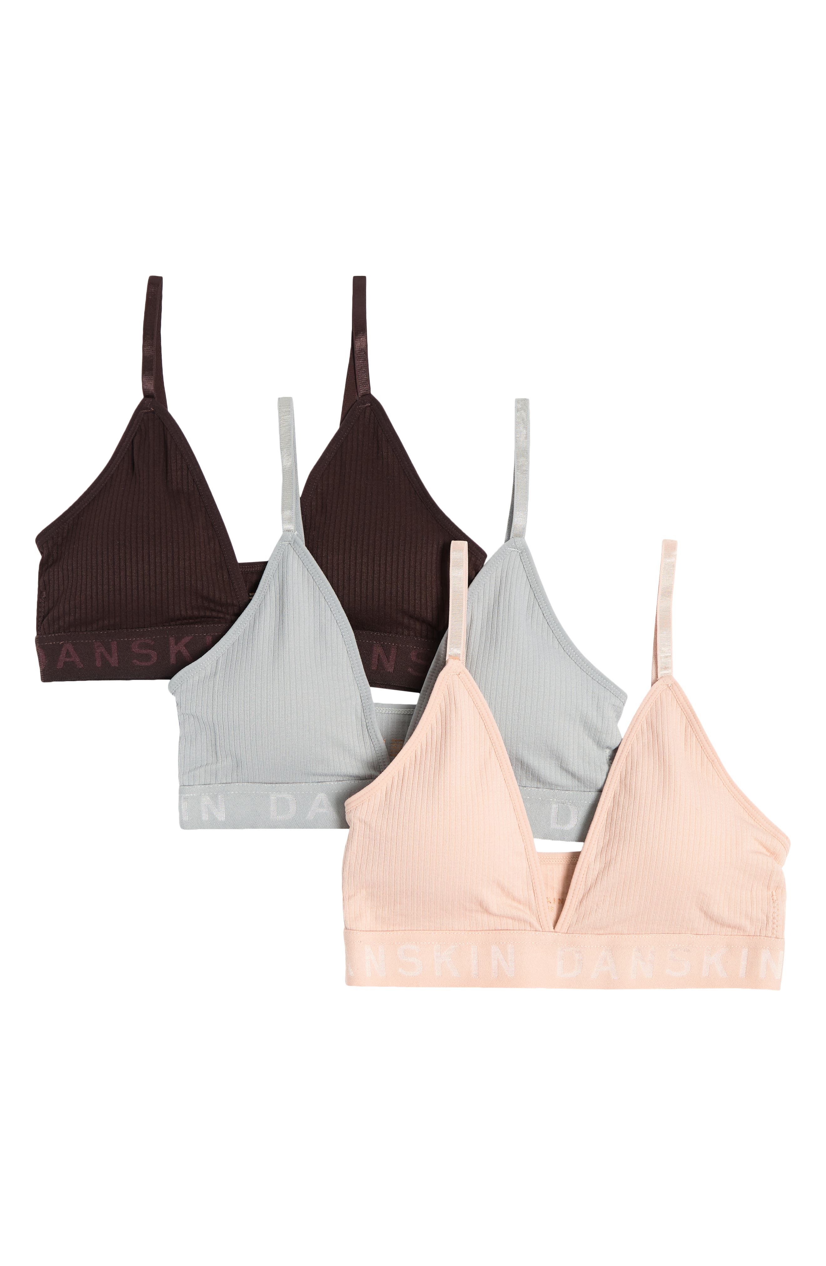 Danskin 3-Pack Triangle Rib Bralettes | Nordstromrack
