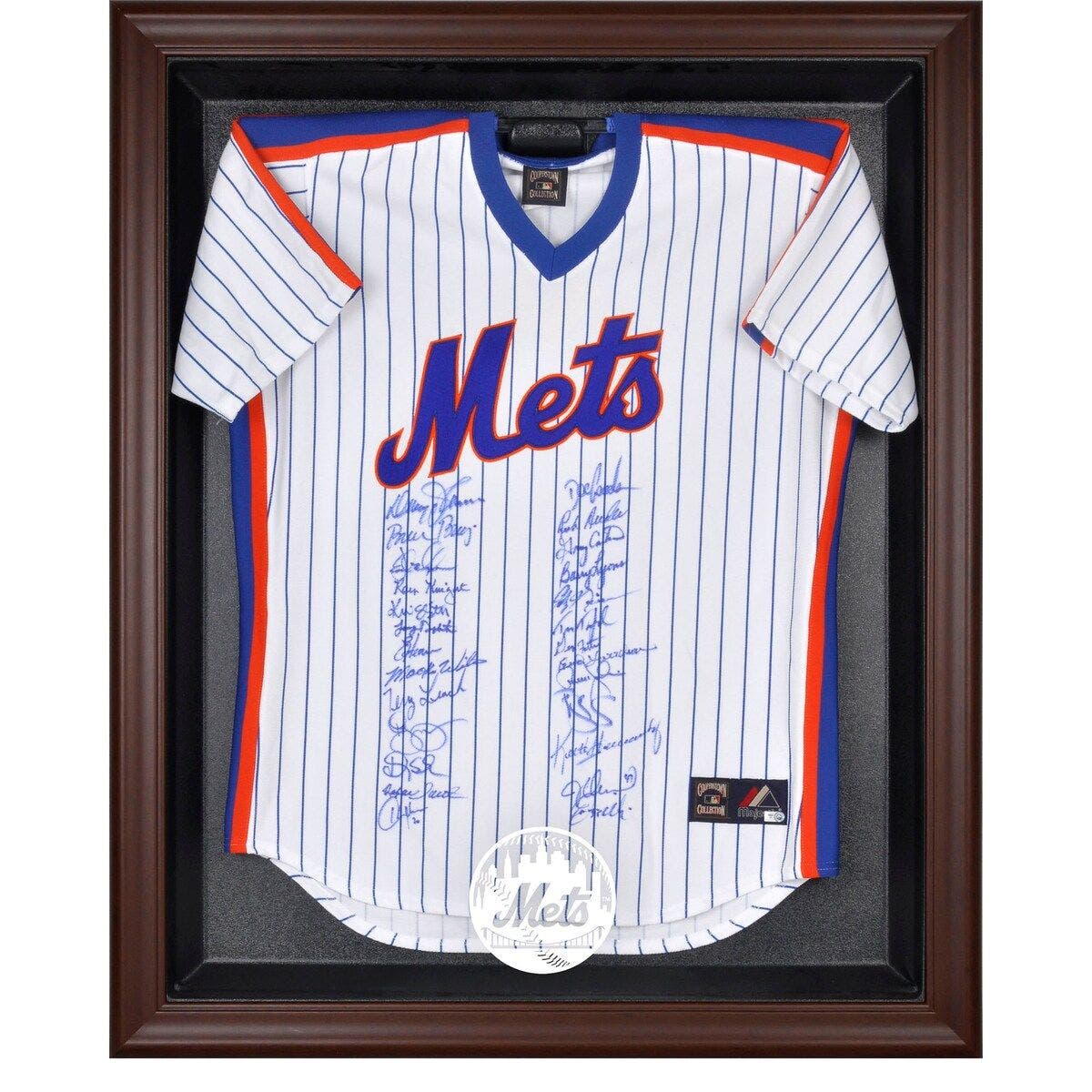 FANATICS AUTHENTIC New York Mets Brown Framed Logo Jersey Display Case ...