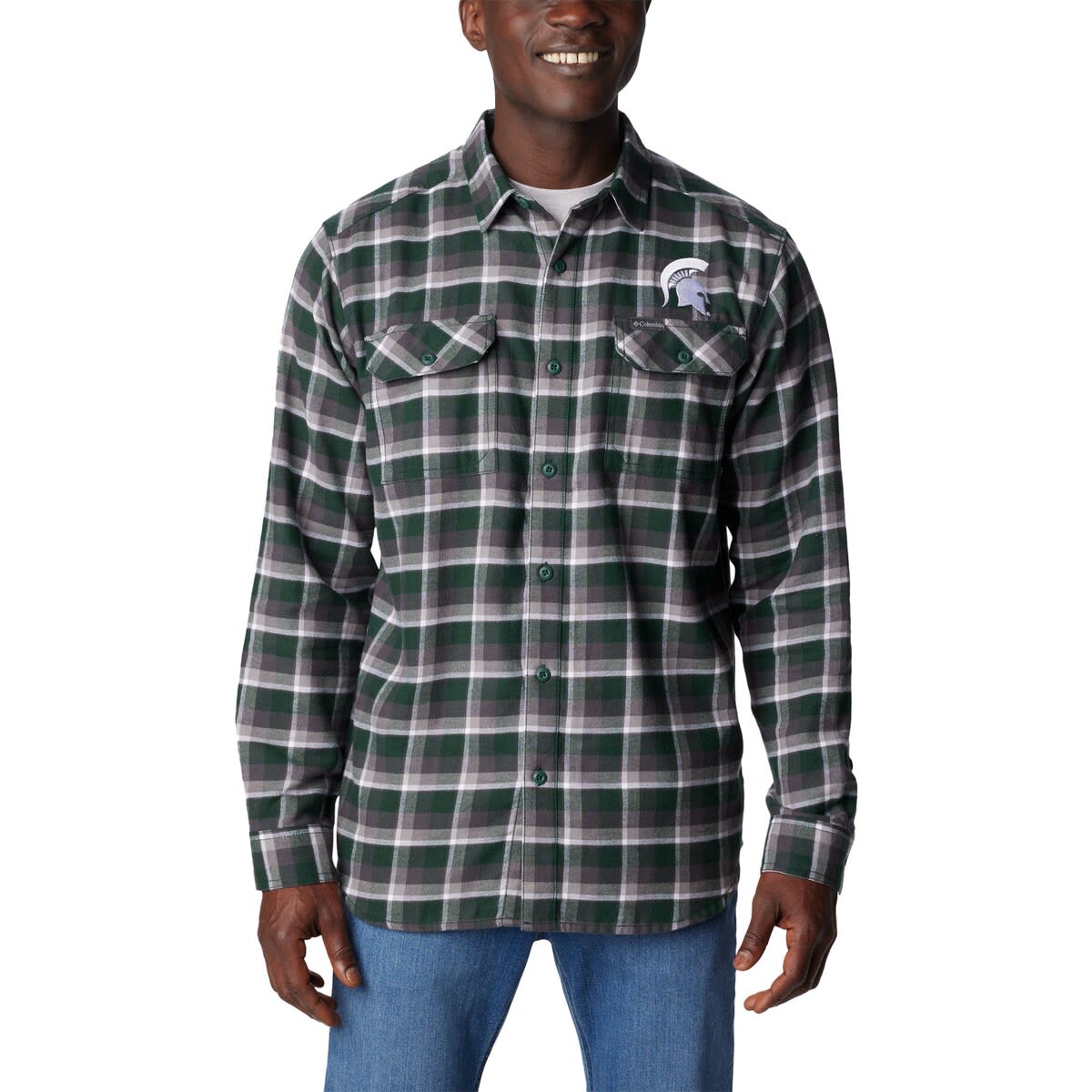 Columbia Green Michigan State Spartans Flare Gun Flannel Long Sleeve ...